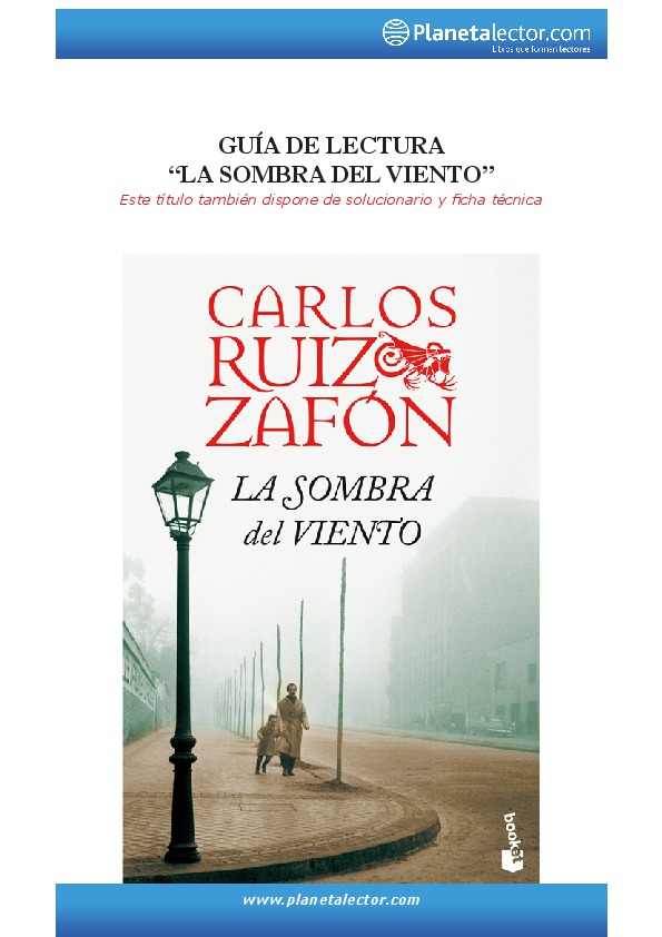 Guía De Lectura “la Sombra Del Viento” - ID:5f2b168958f95
